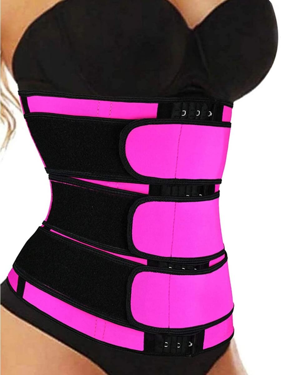 LW BASIC Trendy Color-lump Patchwork Rose Red Waist Trainer Sale ...