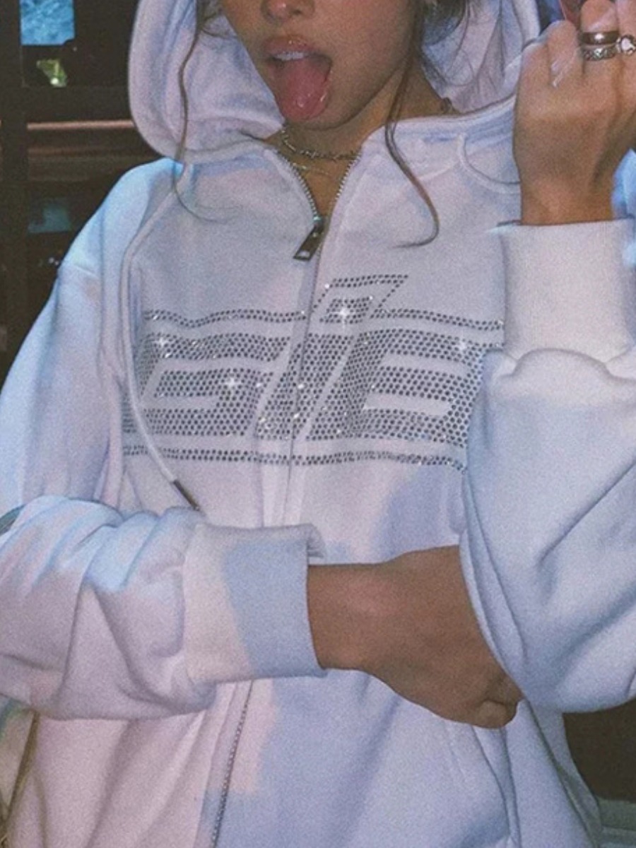 LW Sequined Letter Zipper Design Outerwear Sale | LovelyWholesale