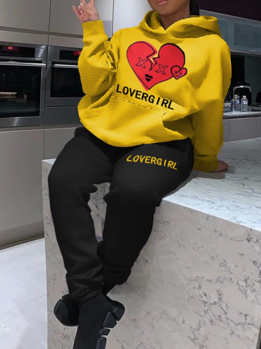 LW Plus Size Broken Heart Letter Print Tracksuit Set Sale | LovelyWholesale