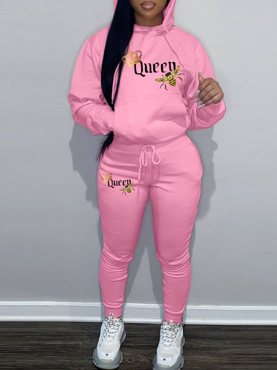 LW Crown Queen Bee Print Tracksuit Set Sale | LovelyWholesale
