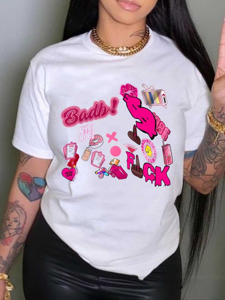 LW Heart Letter Print T-shirt Sale | LovelyWholesale