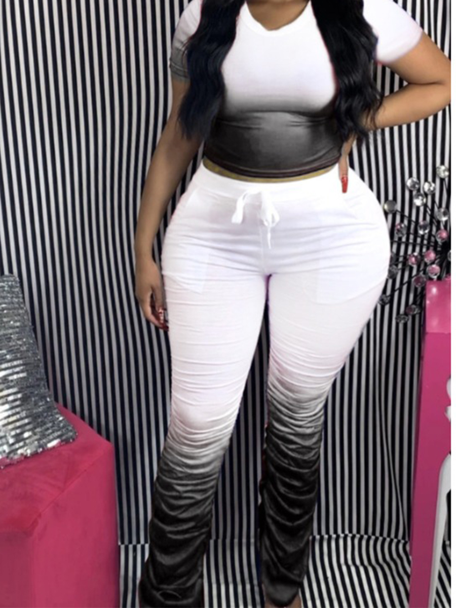 LW Plus Size Crop Top Gradient Ruched Pants Set Sale | LovelyWholesale