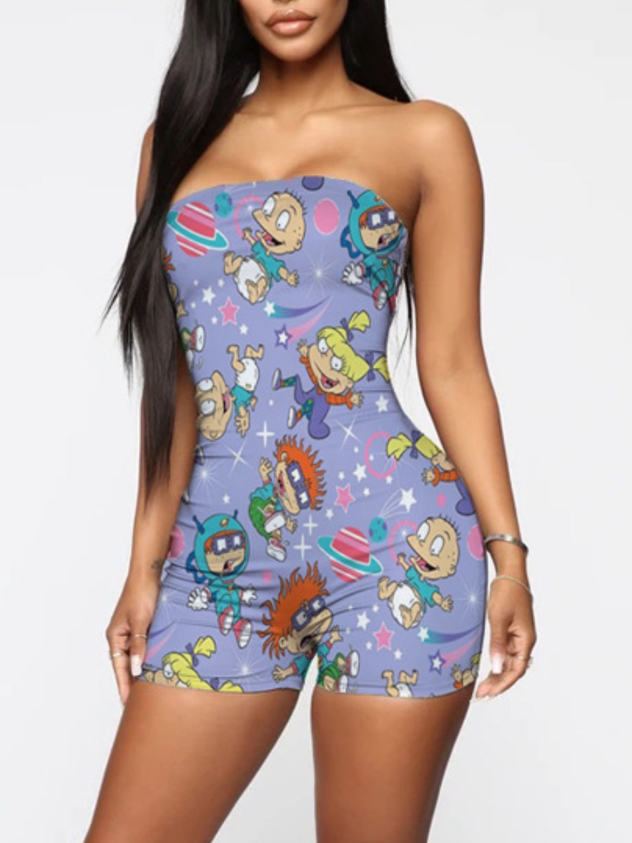 LW Off The Shoulder Cartoon Star Print Romper Sale | LovelyWholesale